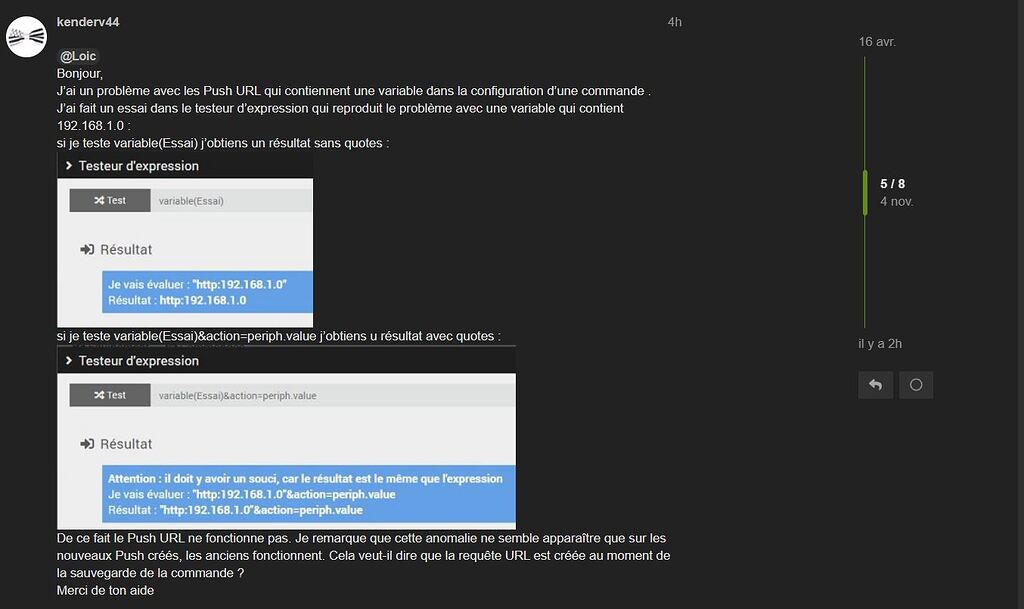 Problème de variable dans un PUSH Url - Programmation - Communauté Jeedom