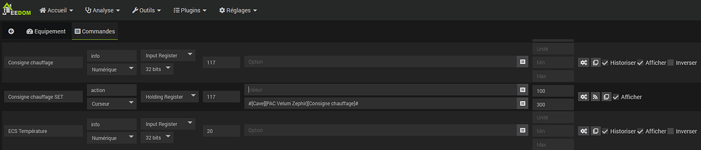 Slider de consigne sur température eau chaude sanitaire - Protocole ...