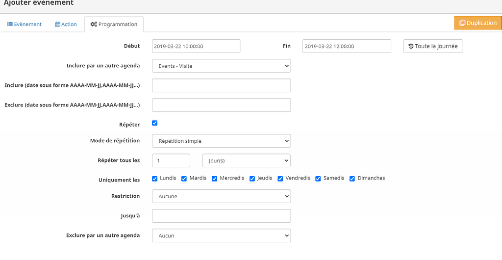 Inclure/exclure par un autre agenda - Organisation - Communauté Jeedom
