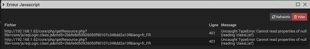Mybin beta du 09/04 problème erreur javascript - Organisation - Communauté Jeedom