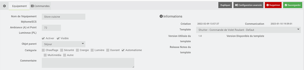 Commande volets par un slider sur un store non asservi ...