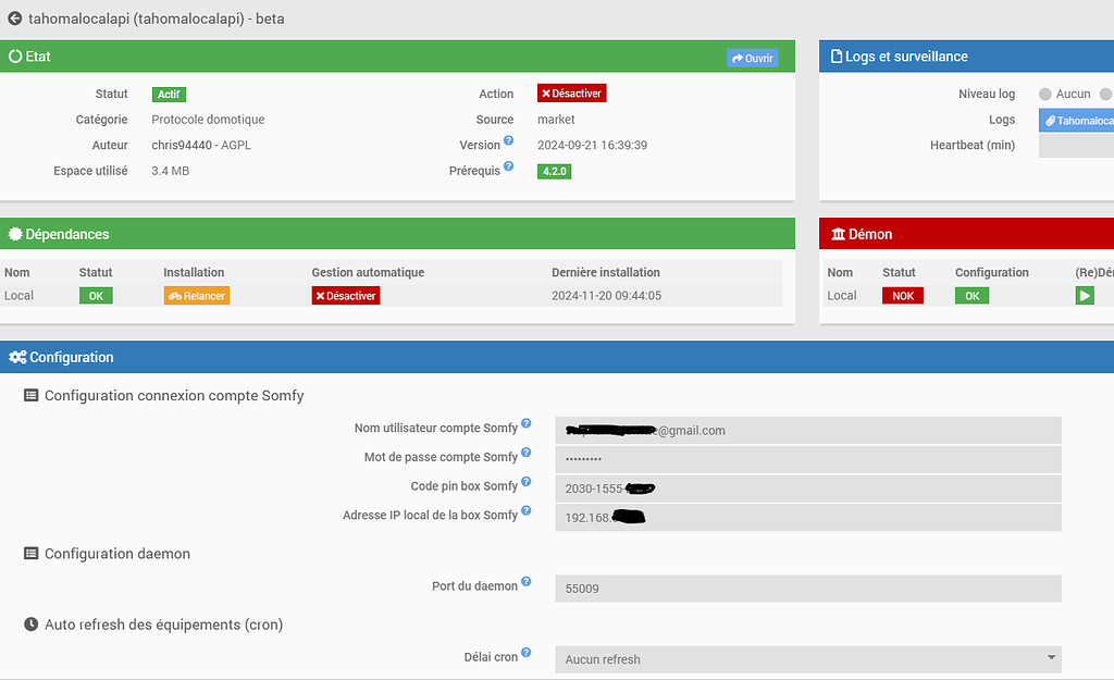 Impossible de lancer le démon : Erreur sur la fonction deamon_start du plugin : Cannot access ...