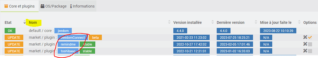 Nom du plugin sur page maj !? - Utilisation du core de Jeedom - Communauté Jeedom