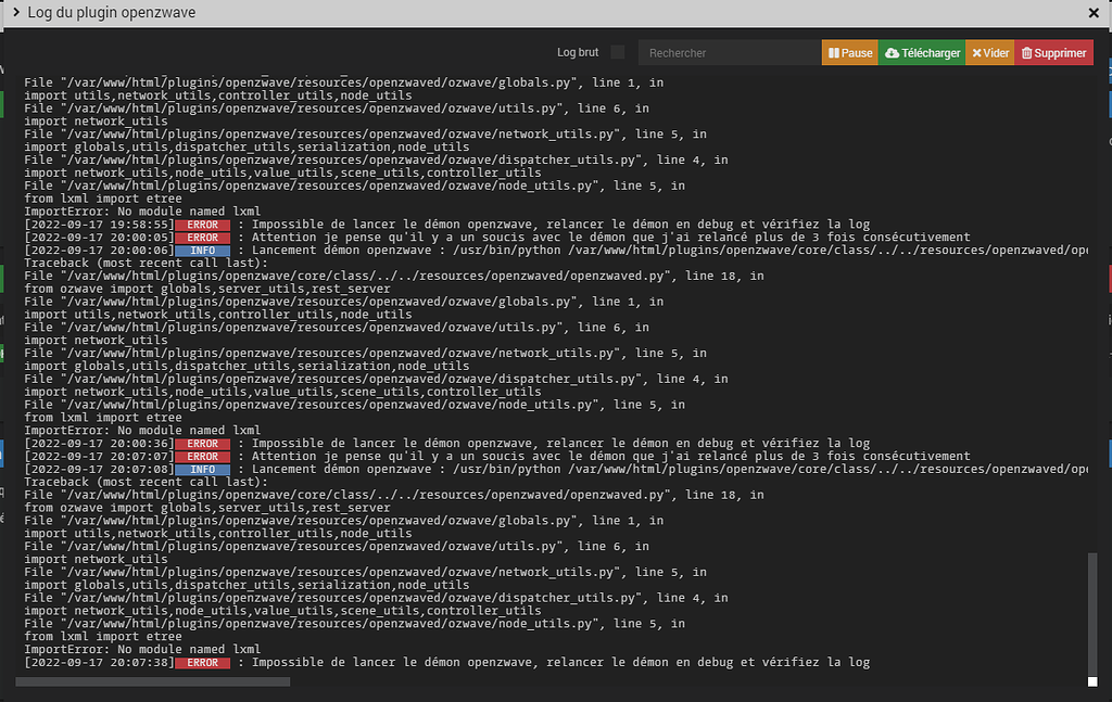 Problematique Zwave Aeotec LXML - Backup/Restauration - Communauté Jeedom