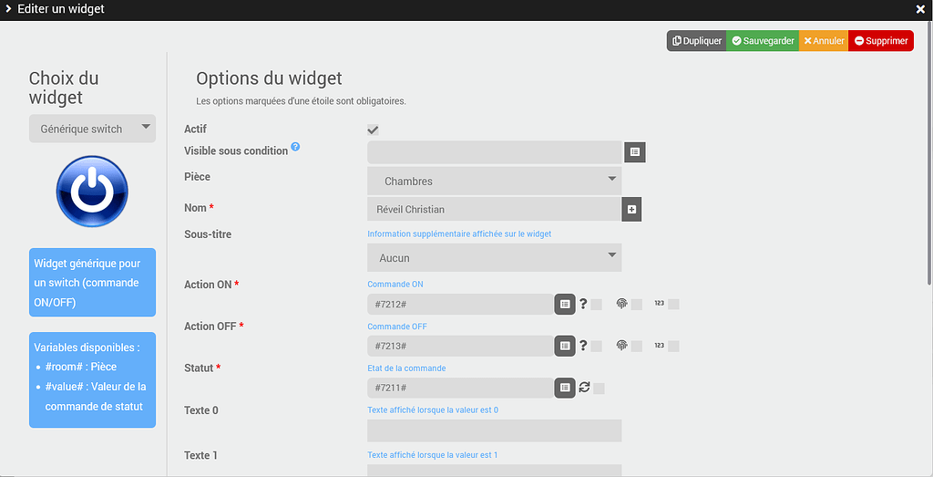 Création Widget depuis virtuel - Communication - Communauté Jeedom