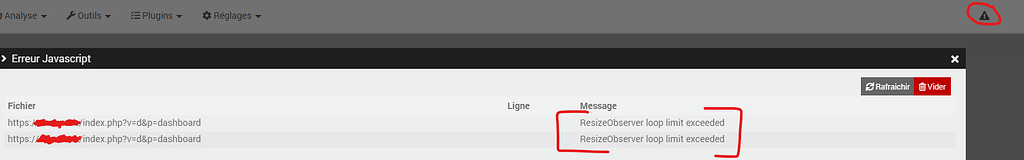 Erreur Javascript Resizeobserver Loop Limit Exceeded Sécurité Communauté Jeedom
