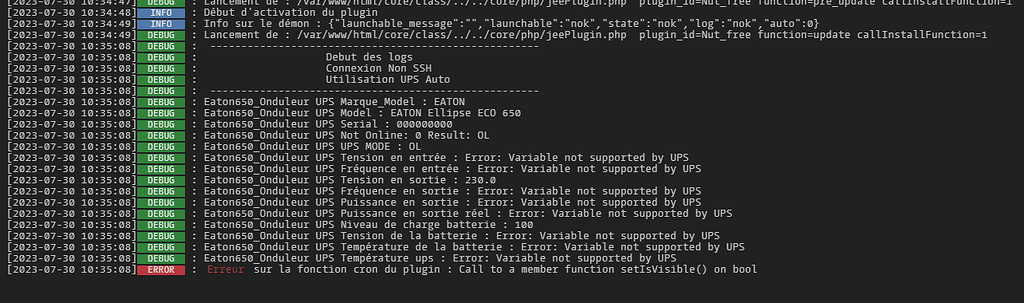 MaJ plugin erreur - Plugins - Communauté Jeedom