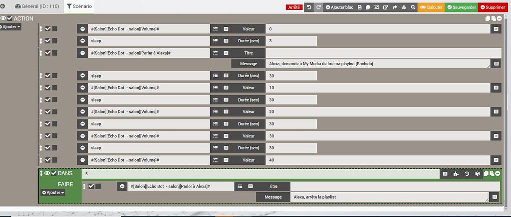 Conseils pour améliorer mon scenario du volume progressif sur mes échos ...