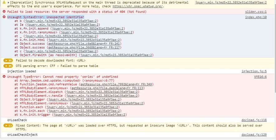 Javascript : Uncaught SyntaxError: Unexpected identifier - Utilisation du core de Jeedom ...