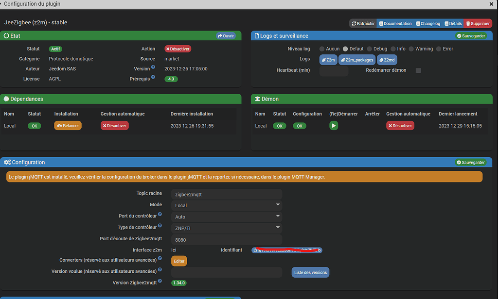 Accès Interface Zigbee2mqtt - Protocole domotique - Communauté Jeedom