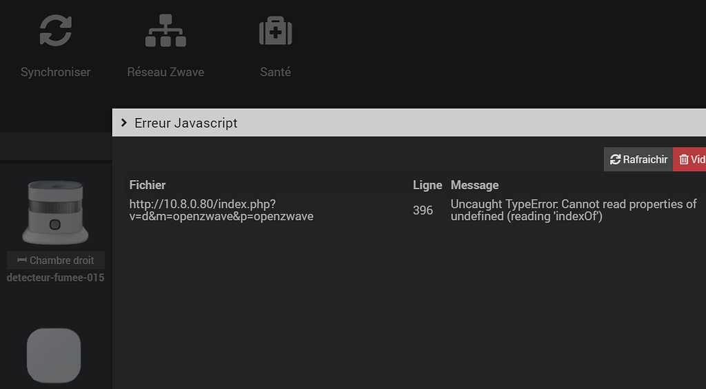 Message Js Uncaught Typeerror Reading Indexof Protocole Domotique Communauté Jeedom
