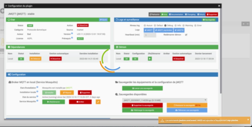 Pb accés à configuration et page dashboard - Plugins - Communauté Jeedom