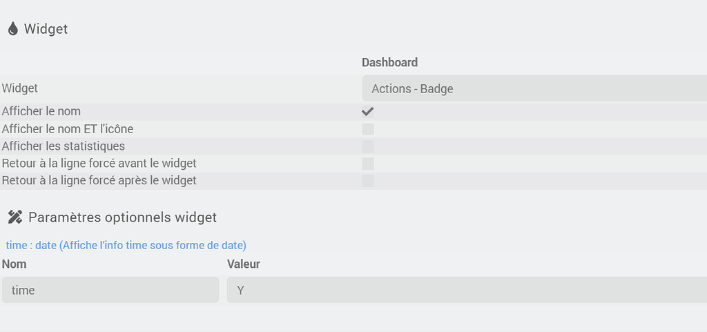 Paramètres optionnels widget : Time/date - Utilisation du core de ...