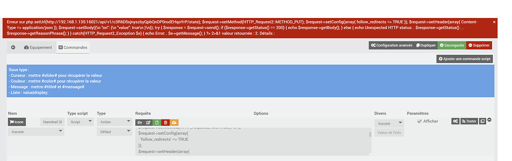 Aide script en php pour commande lampe NanoLeaf - Programmation - Communauté Jeedom