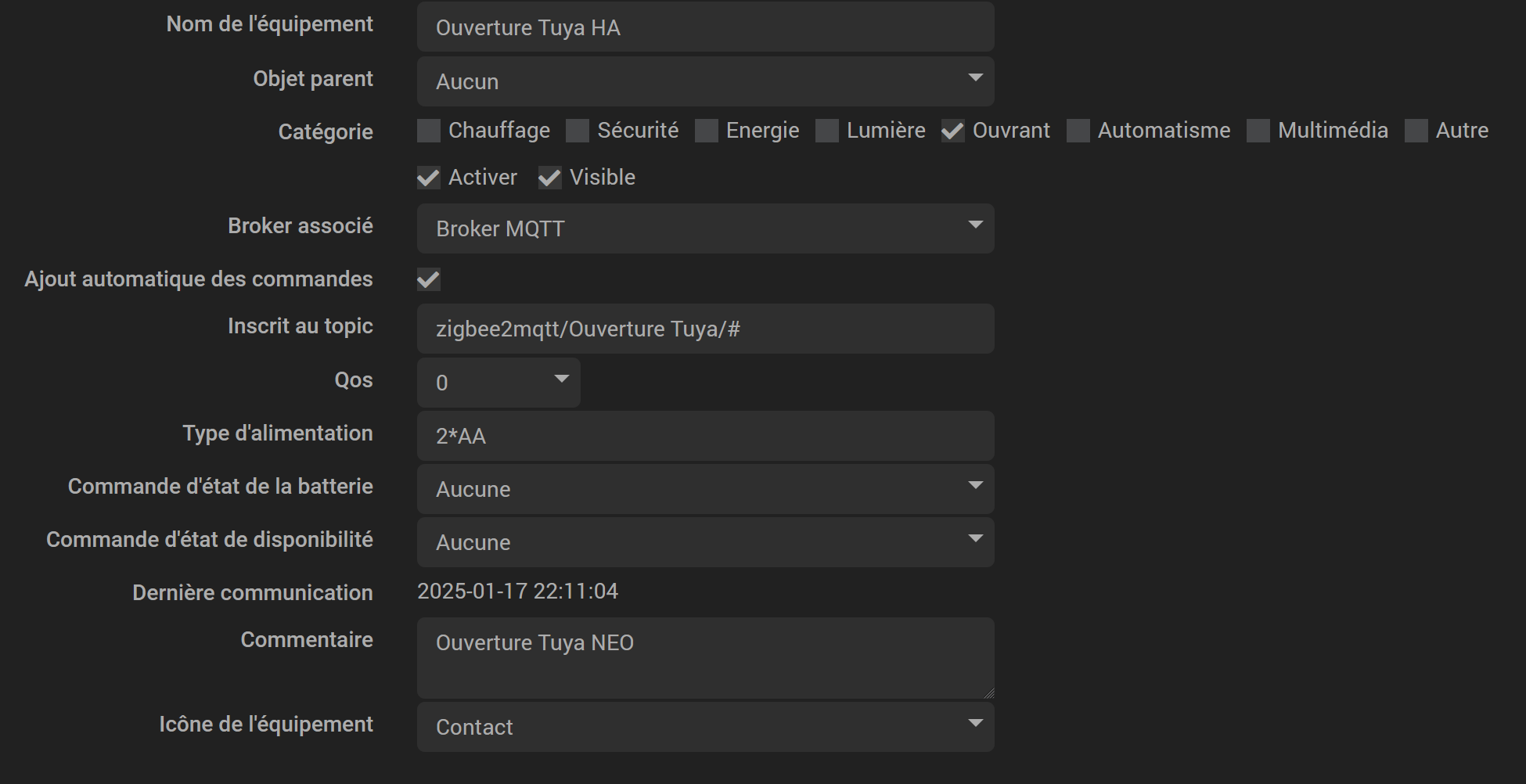Lien MQTT avec Home Assistant - Page 2 - Programmation - Communauté Jeedom