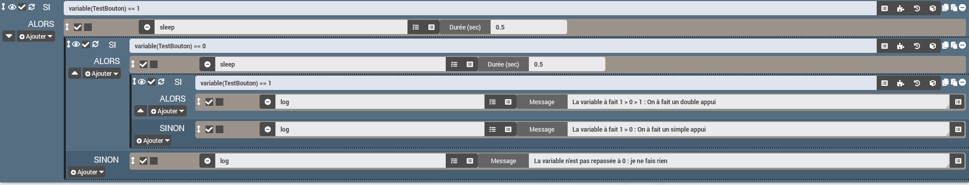 Créer scénario simple et double appui avec variable - Scénarios - Communauté Jeedom