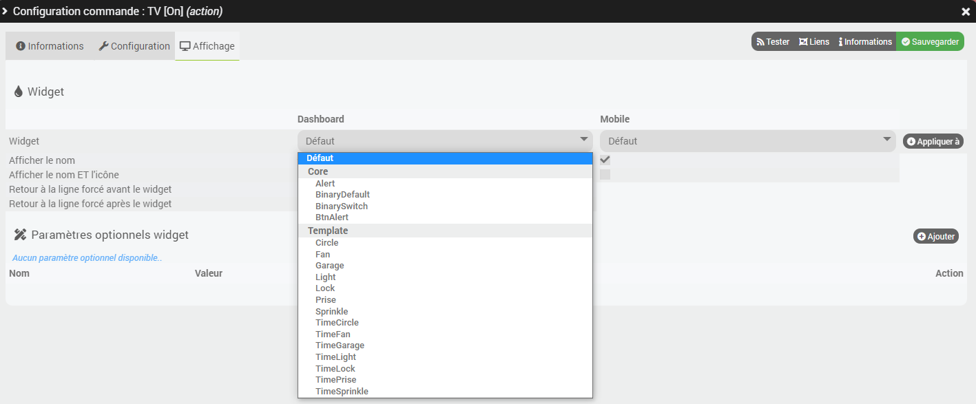 Installation et Utilisation Widget - Utilisation du core de Jeedom ...