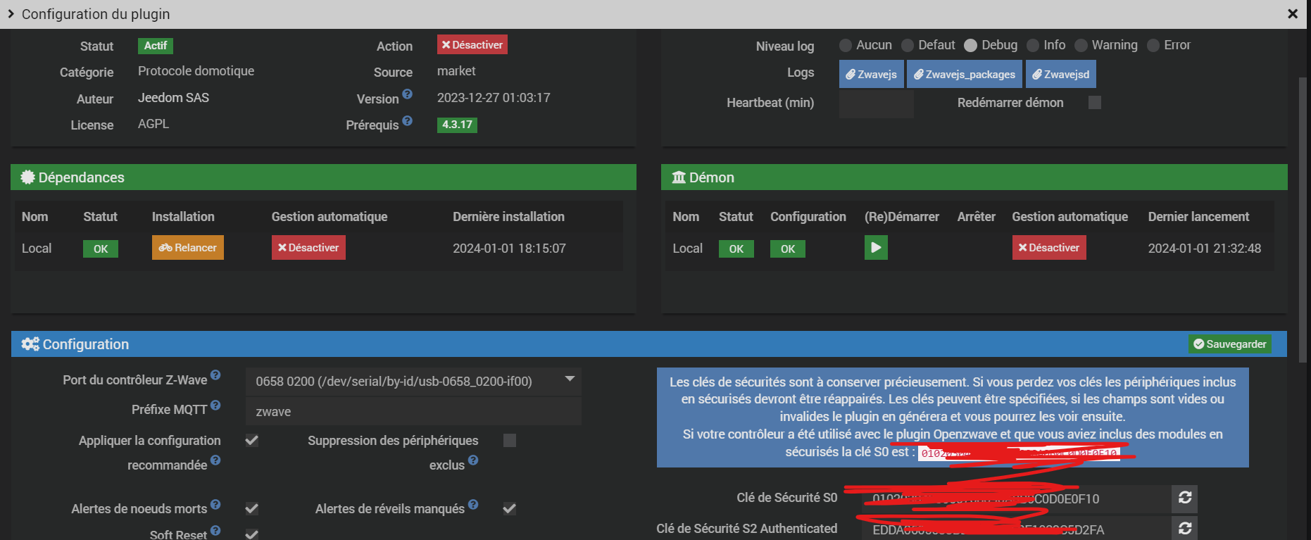 Réseau ZWAVE hs - Failed to send the message after 3 attempts ZW0202 - Timeout while waiting for ...