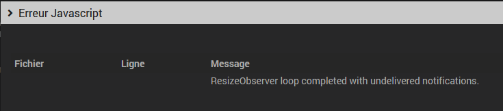 Erreur javascript : ResizeObserver loop completed with undelivered ... Erreur javascript : ResizeObserver loop completed with undelivered ...