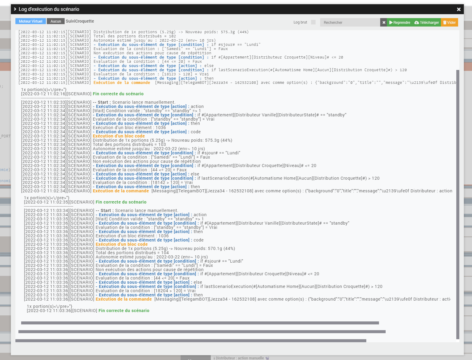 Multiples barre de défilement dans les logs d'execution scénario - Core V4 (BugsReports ...