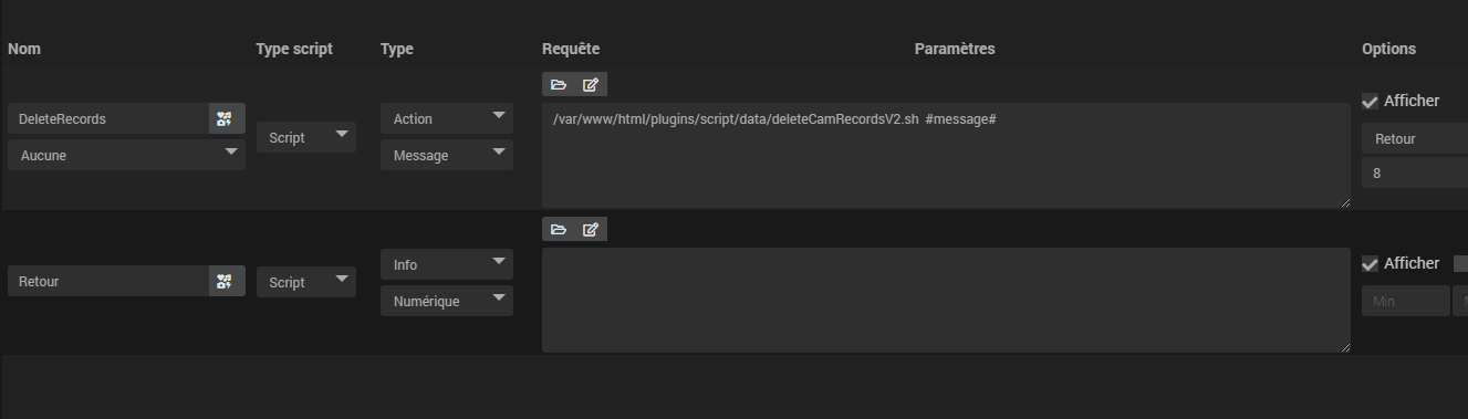 Script type action message avec un script bash exécuté, retour valeur NOK - Programmation ...