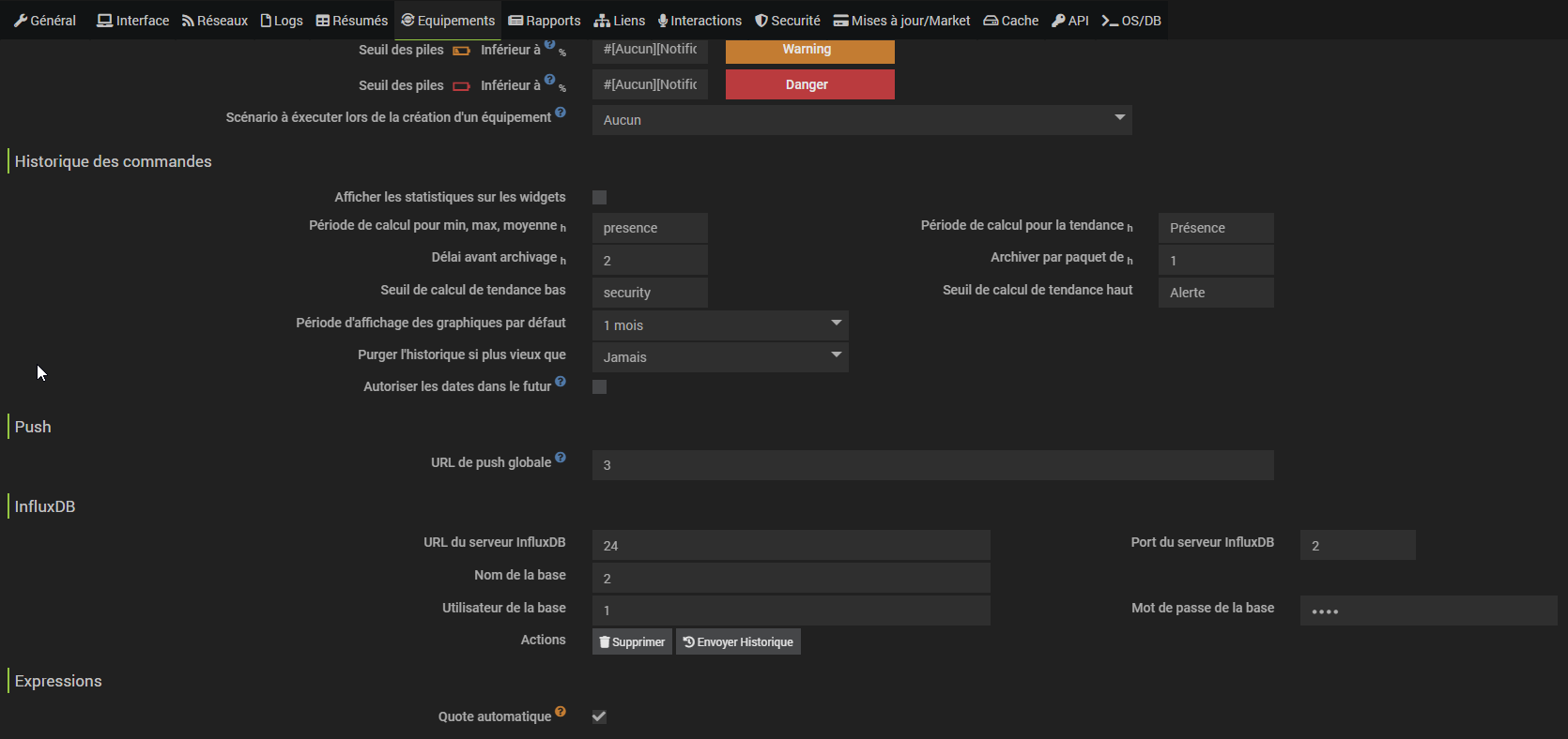 Suite à corruption de la configuration : Erreur en masse "push sur commande" dans les logs ...