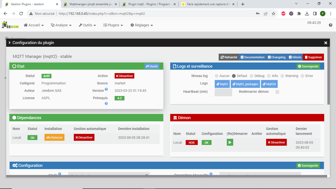 Erreur Connexion Refusée Programmation Communauté Jeedom 