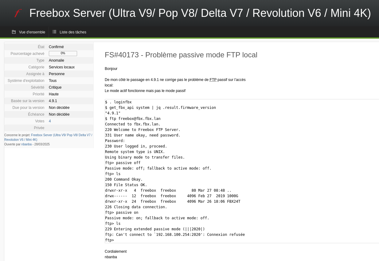 Connection refused port 2020 server ftp freebox delta 4.9.0 ...
