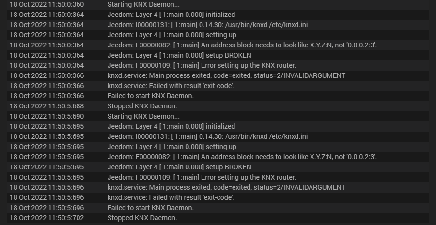Problème Deamon EIBD KNX - Protocole domotique - Communauté Jeedom